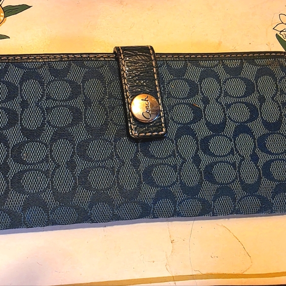 Coach | Bags | Coach Blue Signature Canvas Wallet | Poshmark